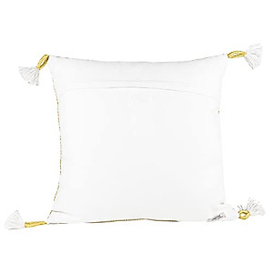 Foreside Home & Garden Yellow & White 18X18 Hand Woven Filled Outdoor Pillow
