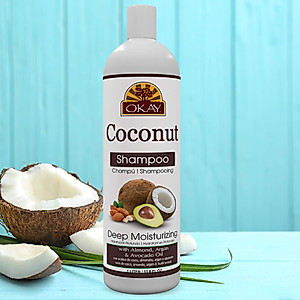 OKAY Coconut Deep Moisturizing Shampoo Helps Replenish Moisture And Elasticity For Healthy Strong Hair Sulfate,Silicone,Paraben Free For All Hair Types and Textures Made in USA 12oz