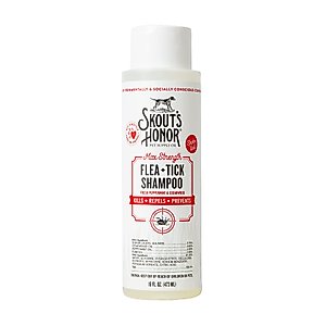 Skout's Honor Flea + Tick Shampoo for Dogs - Natural Peppermint & Cedarwood Formula, Protects from Fleas, Ticks, and Mosquitos, 16 oz