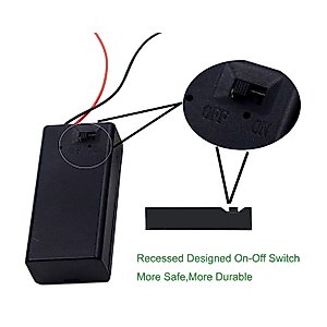 LAMPVPATH (Pack of 2) 9v Battery Holder, 9 Volt Battery Holder with Switch, 9v Battery Case with Switch