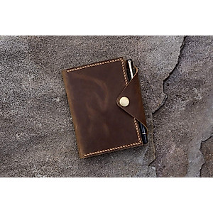 Personalized real genuine leather wallet cover for rite in the rain top-spiral notebook 3" x 5" 4" x 6" inch N05EPC