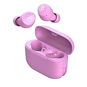 JLab Go Air Pop True Wireless Bluetooth Earbuds + Charging Case, Pink, Dual Connect, IPX4 Sweat Resistance, Bluetooth 5.1 Connection, 3 EQ Sound Settings Signature, Balanced, Bass Boost