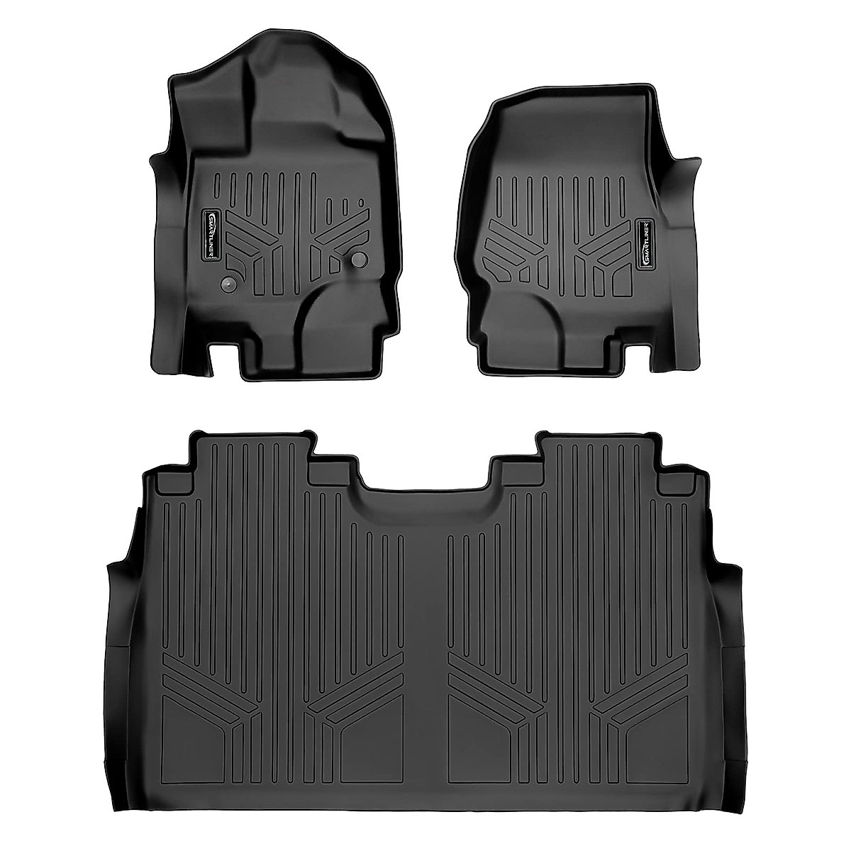 MAXLINER Custom Fit Floor Mats 2 Row Liner Set Black Compatible with 2015-2022 Ford F-150 SuperCrew Cab with 1st Row Bucket Seats