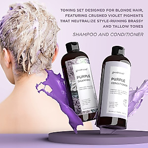 GoodMood Purple Shampoo and Conditioner Set For Blonde, Gray, Platinum Hair & Color Treated Hair, Paraben Free, 2x16oz