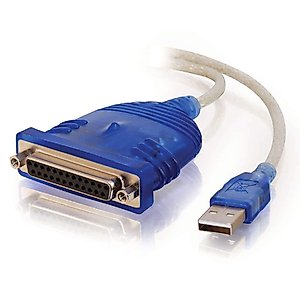 C2G Legrand USB to DB25 Cable, Adapter Convert Cable, 6 Foot USB to Parallel Printer Cable, Printer Adapter Cable, Beige and Blue Printer Adapter, 1 Count, C2G 16899