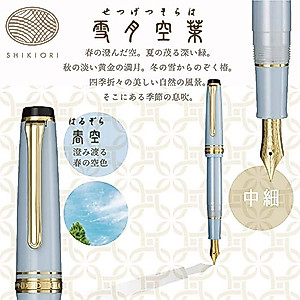 Sailor 11-1224-301 Fountain Pen, SHIKIORI Snow Moon Sky Leaf, Spring Sky, Medium Point