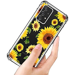 YJROP (3-Pack) for Samsung Galaxy A53 5G Case, Soft Clear TPU [Scratch-Resistant] Drop Silicone Bumper Protection Shockproof Phone Case Cover for Samsung Galaxy A53 5G,Flower