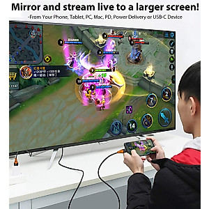 PRO USB-C HDMI Compatible with Samsung Galaxy A52 5G at 8k/4k Plus Power 6ft/1.8M Cable:Full 4k 2160p@60Hz/8k 7680x4320@30Hz Thunderbolt 3/4