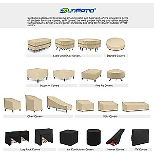 SunPatio Outdoor Chaise Lounge Cover, Waterproof Patio Furniture Lounge Chair Cover with Sealed Seam, Heavy Duty Chaise Cover 76" L x 30" W x 26"/10" H, All Weather Protection, Beige