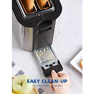 DyBaxa Stainless Steel Toaster 4 Slice Smart LED, Toaster 2 Slice Long Slot, 4 Slice Toaster Wide Slot for Bagel Sourdough Artisan Croissant Muffin, 6 Browning Control, Warming Rack, Crumb Tray