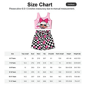 L.O.L. Surprise! Kid Girl 2pcs Mother's Day Character Print Sleeveless Tee and Plaid Belted Shorts Set Pink 11-12 Years