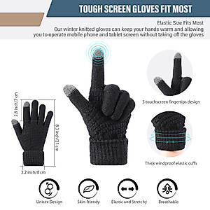 Winter Knit Beanie Hat Neck Warmer Touchscreen Gloves Set Fleece Knitted Caps Circle Loop Scarf Knitted Gloves for Men Women (Simple Colors, 15 Pieces)