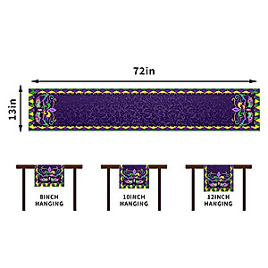 Rvsticty Linen Mardi Gras Table Runner New Orleans Brazi Carnival Tablecloth Fat Tuesday Mardi Gras Decorations and Supplies for Home Kitchen Table-13×72''