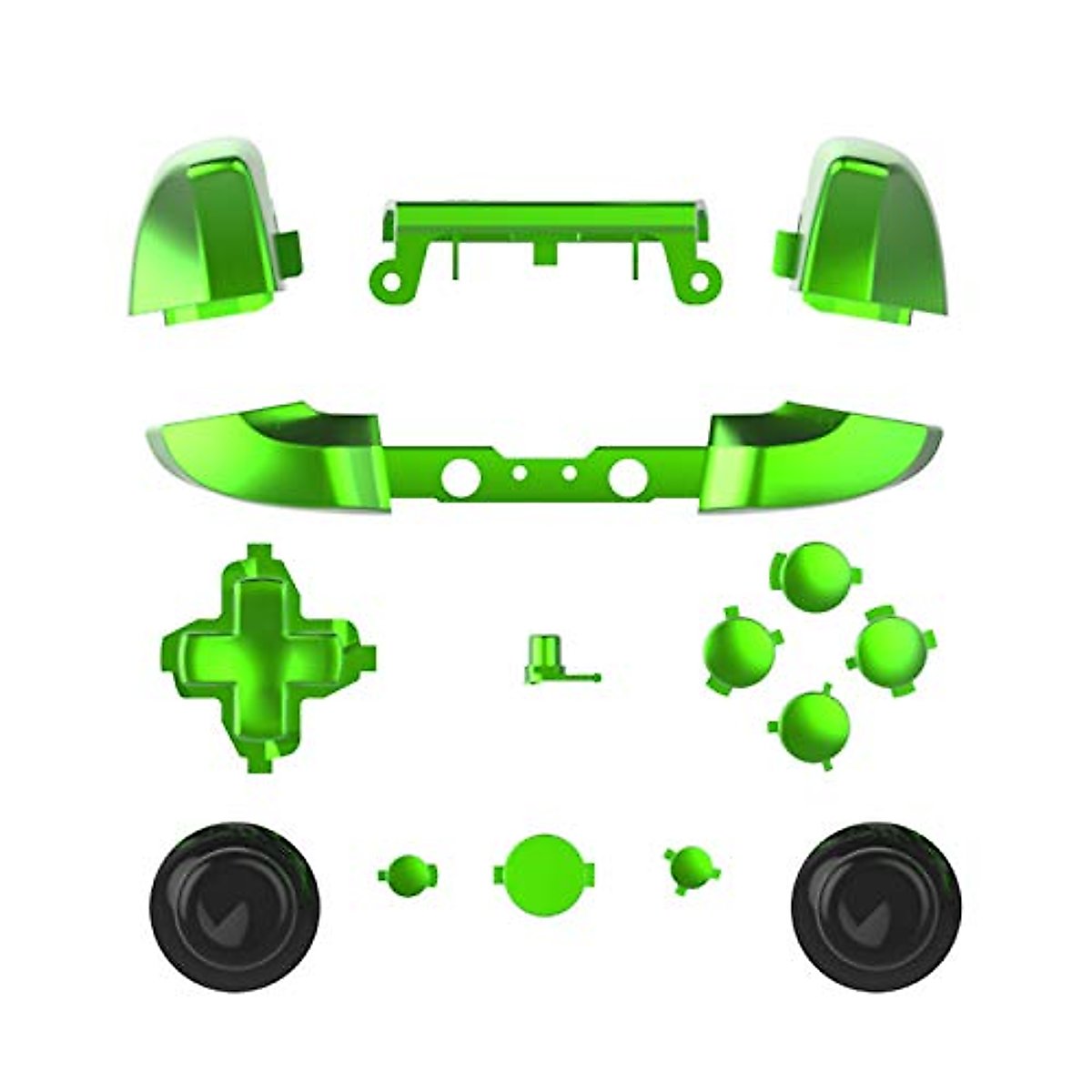 Chrome Color ABXY Dpad Triggers Full Buttons Set Mod Kits for Xbox One Slim / xbox one S Controller with Screwdriver (Torx T6 T8) Set (Chrome Green)
