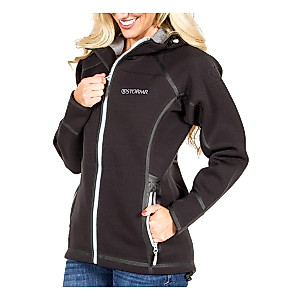STORMR Women's Standard Typhoon Neoprene Waterproof Windproof Warm Fleece Foul Weather Fishing Jacket, Black, XX-Large