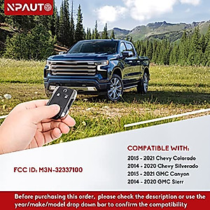 NPAUTO Key Fob Replacement for Chevy Silverado GMC Sierra 1500 2500 HD 3500 HD 2014 2015 2016 2017 2018 2019 2020 Chevy Colorado GMC Canyon 2015-2021 Keyless Entry Remote Control Start Key Fobs