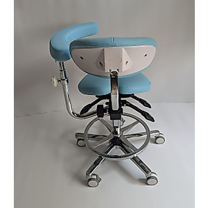 LINCHARM.COM Medical Dental Saddle Assistant Chair Stool with Rotatable Arm and Ergonomic Back Support for Dentist Operator Seating in Dental Clinics, Microfiber Leather (C13 Black)