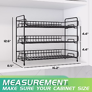 Mefirt Water Bottle Organizer, 3-Tier Water Bottle Holder for Cabinet, Stackable Water Bottle Storage Rack, Soda, Can, Water Bottle Organizer for Cabinet, Kitchen Countertops, Pantry, Fridge (Black)