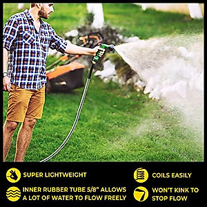 Bionic Steel Pro 50 FT Garden Hose with Nozzle, 304 Stainless Steel Metal Water Hose 50Ft, Flexible Hose, Kink Free, Lightweight and Durable, Crush Resistant Fitting, Easy to Coil, 500 PSI 2024 Model
