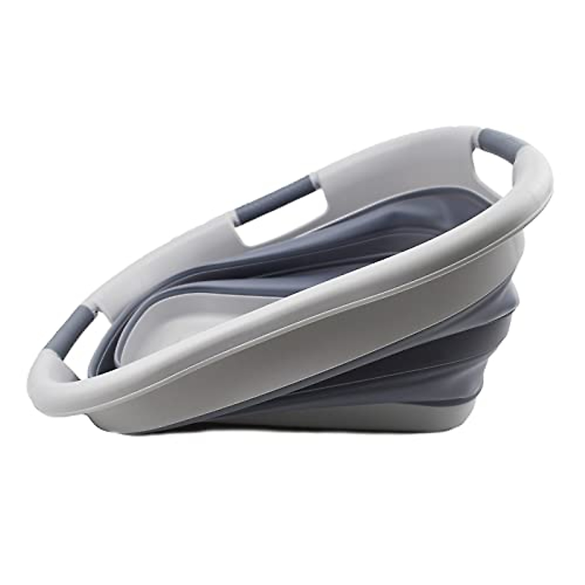 SAMMART 30L (7.9 gallon) Collapsible Plastic Laundry Basket - Foldable Pop Up Storage Container/Organizer - Portable Washing Tub - Space Saving Hamper/Basket (Grey/Dark Grey (Set of 2))