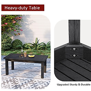 Stoog Outdoor Coffee Table, All-Weather Poly Lumber Patio Side Table, Rectangle End Table for Backyard, Porch, Garden, Balcony & Deck, Black