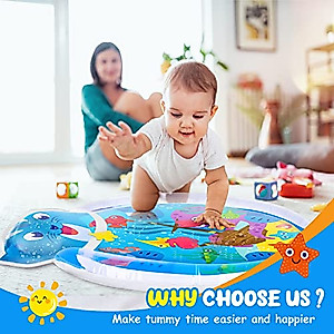 Large Inflatable Tummy Time Water Mat for Babies, Premium Infant Baby Floor Water Mat for 3+ Newborns Toddlers, Water Play Mat to Strengthen Muscles, Promote Sensory Stimulation and Development Toys