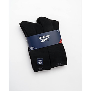 Reebok Men's Cushioned Comfort Athletic Performance High Crew Socks (5 Pack), Size 6-12.5, Charcoal Black