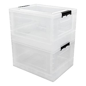 Kiddream Collapsible Storage Boxes, Plastic Folding Storage Bin Set of 2, 30 Liter