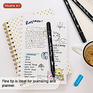Shuttle Art Dual Tip Brush Pens Art Markers, 30 Colors Dual Tip Calligraphy Pens Fine and Brush Dual Tip Markers Set Perfect for Kids Adult Artist Calligraphy Hand Lettering Journal Doodling Writing