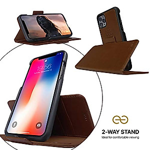 Dreem Fibonacci 2-in-1 Wallet Case for Apple iPhone 11 Pro - Luxury Vegan Leather, Magnetic Detachable Shockproof Phone Case, RFID Card Protection, 2-Way Flip Stand - Chocolate