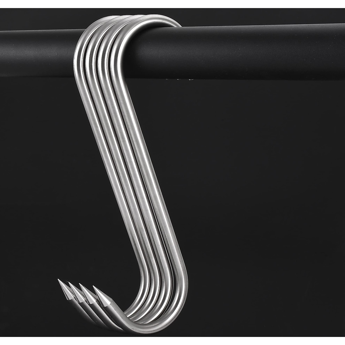 HONSHEN 10" Meat Hooks,8mm Heavy Duty S-Hooks Stainless Steel Meat Processing Butcher Hook 4Pack