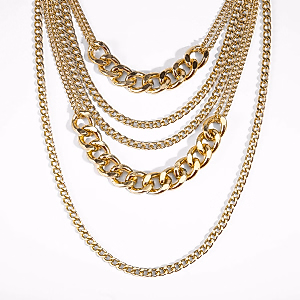 CSIYANJRY99 Chunky Gold Necklaces for Women Multilayer Punk 80s Hip Hop Necklace Layered Cuban Link Chain Statement Necklace 90s Freaknik Outfit Accessories for Women (Gold)