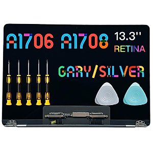 seven puppy Replacement Screen 13.3" Compatible for Pro Retina A1706 A1708 2560x1600 Late 2016 Mid 2017 EMC 3071 EMC 3163 EMC 3164 Full LCD LED Screen Assembly Display (Space Grey)