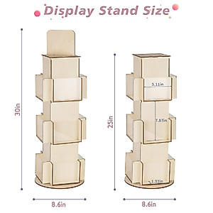 Natheeph Rotating Wooden Display Rack with Two Card Sticker for Greeting Card Vendor Coffee Bag 3 Tier Tabletop Display Stand