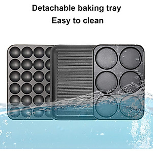 HeHoGoGo 3 in 1 Multifunctional Electric Griddle Electric Skillet Nonstick Baking Maker with 3 Interchangeable Pan Takoyaki Maker Cake Pop Maker Pancake Maker Red