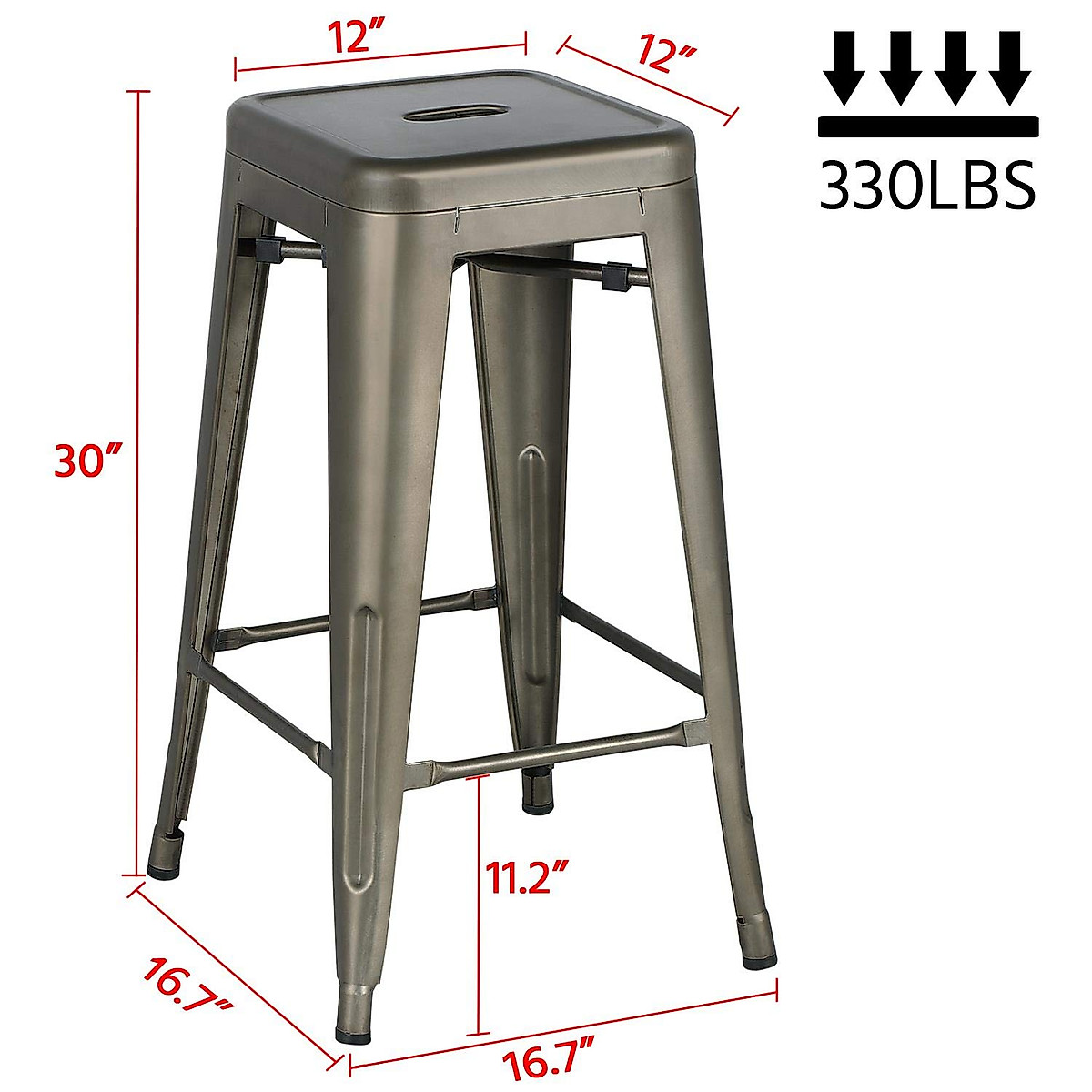 Topeakmart Metal Bar Stools 30 inches Set of 4 High Backless Counter Bar Stool Heavy Duty Indoor-Outdoor Stackable Chairs