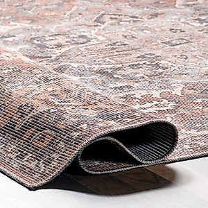 nuLOOM Aino Traditional Machine Washable Area Rug, 4x6, Rust