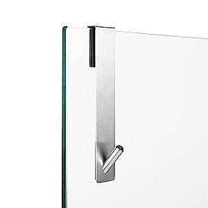 Simtive Extended Shower Door Hooks (7-Inch), Over Door Hooks for Bathroom Frameless Glass Shower Door, Towel Hooks, 2-Pack, Silver