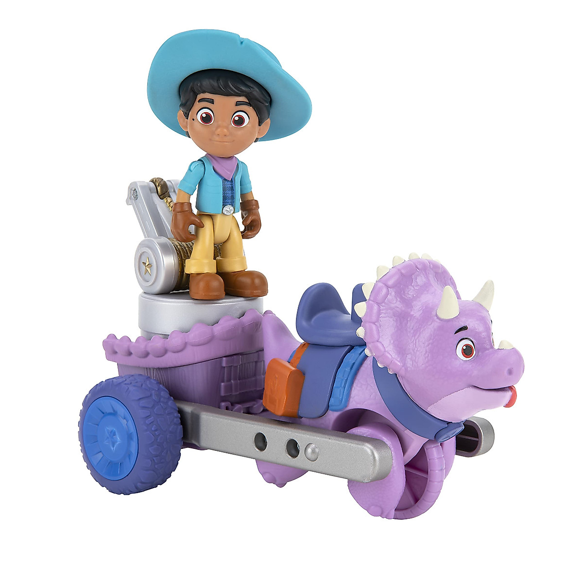 Dino Ranch Miguel and Tango’s Tow Rig Vehicle - Features 5” Dino Tango Tow Rig and 3” Dino Rancher Miguel - Three Styles to Collect - Toys for Kids Featuring Your Favorite Pre-Westoric Ranchers