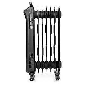 Amazon Basics Portable Digital Radiator Heater with 7 Wavy Fins and Remote Control, Black, 1500W, 9.8 x 26.5 x 13.1 in