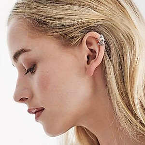 ChicSilver Women Ear Cuff Earrings 925 Sterling Silver Tree Frog Non-Piercing Cuff Ear Clip Earrings Punk Gothic Jumping Frog Animal Wrap Fake Cartilage Earrings