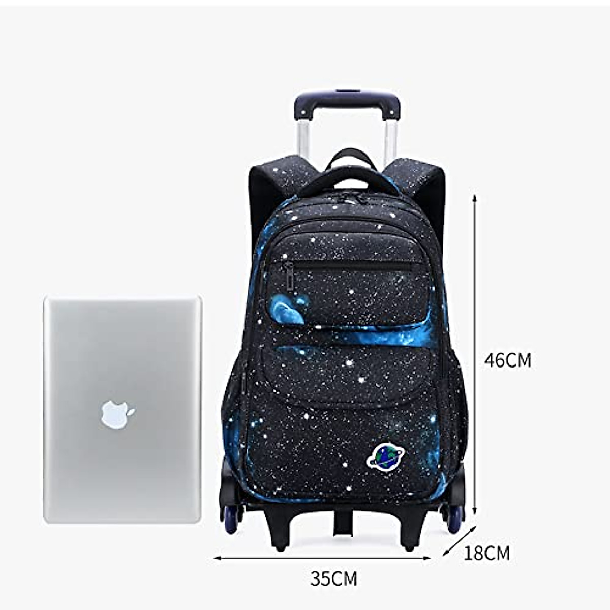 ZHANAO Rolling Backpacks for Boys Girls Trolley School Bags Starry-Sky Print Primary Middle School Boys Wheeled