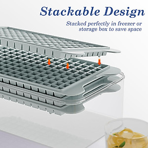 Mini Ice Cube Tray for Freezer: GGUW Nugget Ice Cube Tray with Bin - Easy Release Iced Maker Trays - Crushed Ice Tray Making 4×135 PCS Icecube