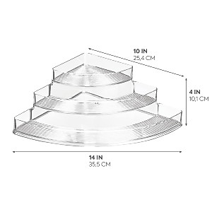 iDesign Recycled Plastic 3-Tier Stadium Spice Rack Organizer for Kitchen, Fridge, Freezer, Pantry and Cabinet Organization, The Linus Collection – 14" x 10" x 4", Clear