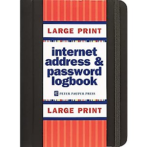 Large Print Internet Address & Password Logbook (removable cover band for security)