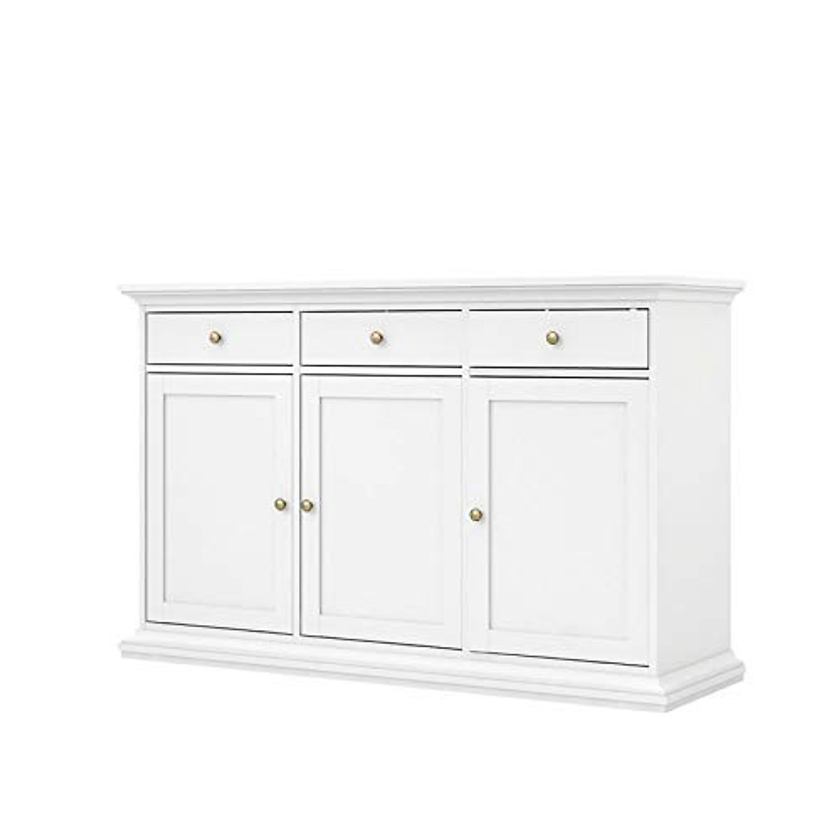 Pemberly Row Contemporary Sideboard Cabinet, Buffet Credenza with 3 Doors and 3 Drawers in White