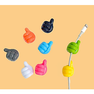 Silicone Thumb Hook - 12pcs Creative Self-Adhesive Wall Hooks for Can Store Keys, Data Cable, Headphone Cable, No Punching（White）