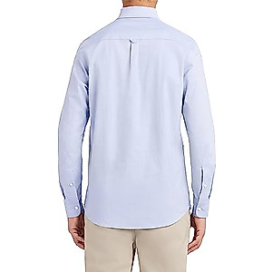 Nautica mens School Uniform Long Sleeve Performance Oxford Button-down Button Down Shirt, Ox Blue, Large US