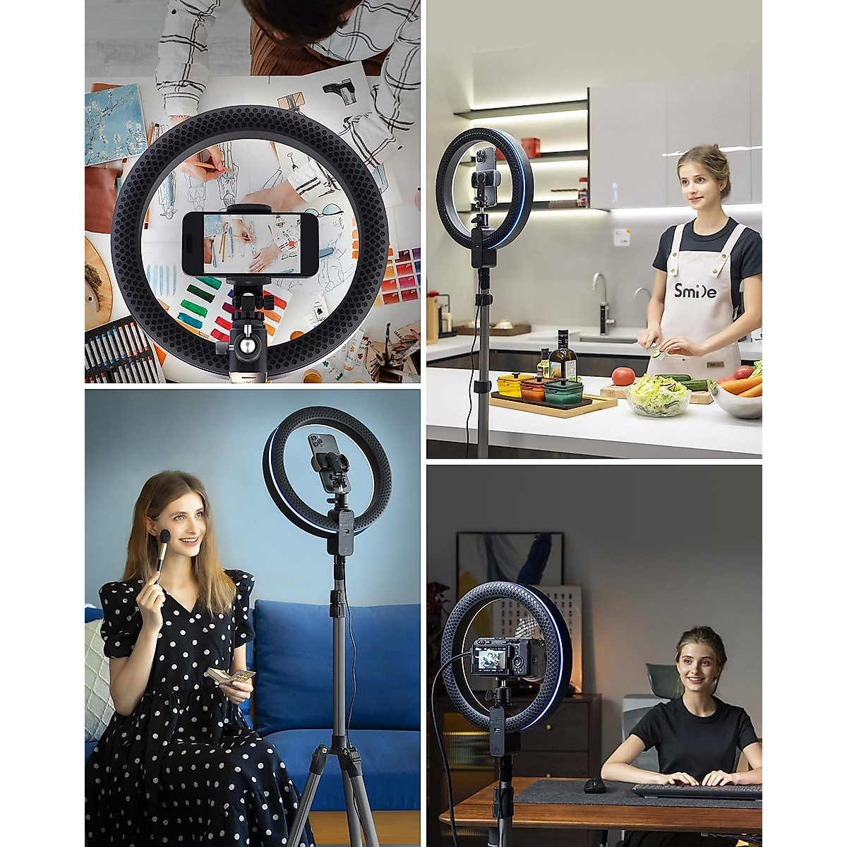 Viozon 12'' Ring Light with Extendable 79'' Tripod, Compatible with 3.5-6.7'' Phone &DSLR,Remote Control,Dimmable LED Selfie Circle Lights for YouTube/Tiktok/Photography/Zoom Meeting