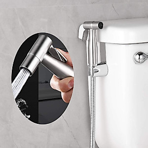 Bithyt Handheld Bidet Sprayer for Toilet-Adjustable Water Pressure Control with Bidet Hose for Feminine Wash, Stainless Steel Brushed Nickel Cloth Diaper Bidet Toilet Sprayer for Baby Wash